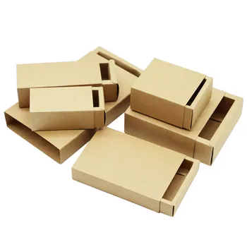 20Pcs/50pcs Kawaii Kraft Cardboard Drawer Matchbox Blank Retro Brown ...