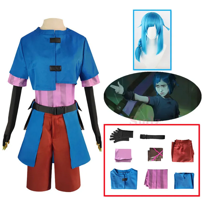 LOL Arcane Powder Jinx Cosplay Costume Wig Women for Halloween Party ...