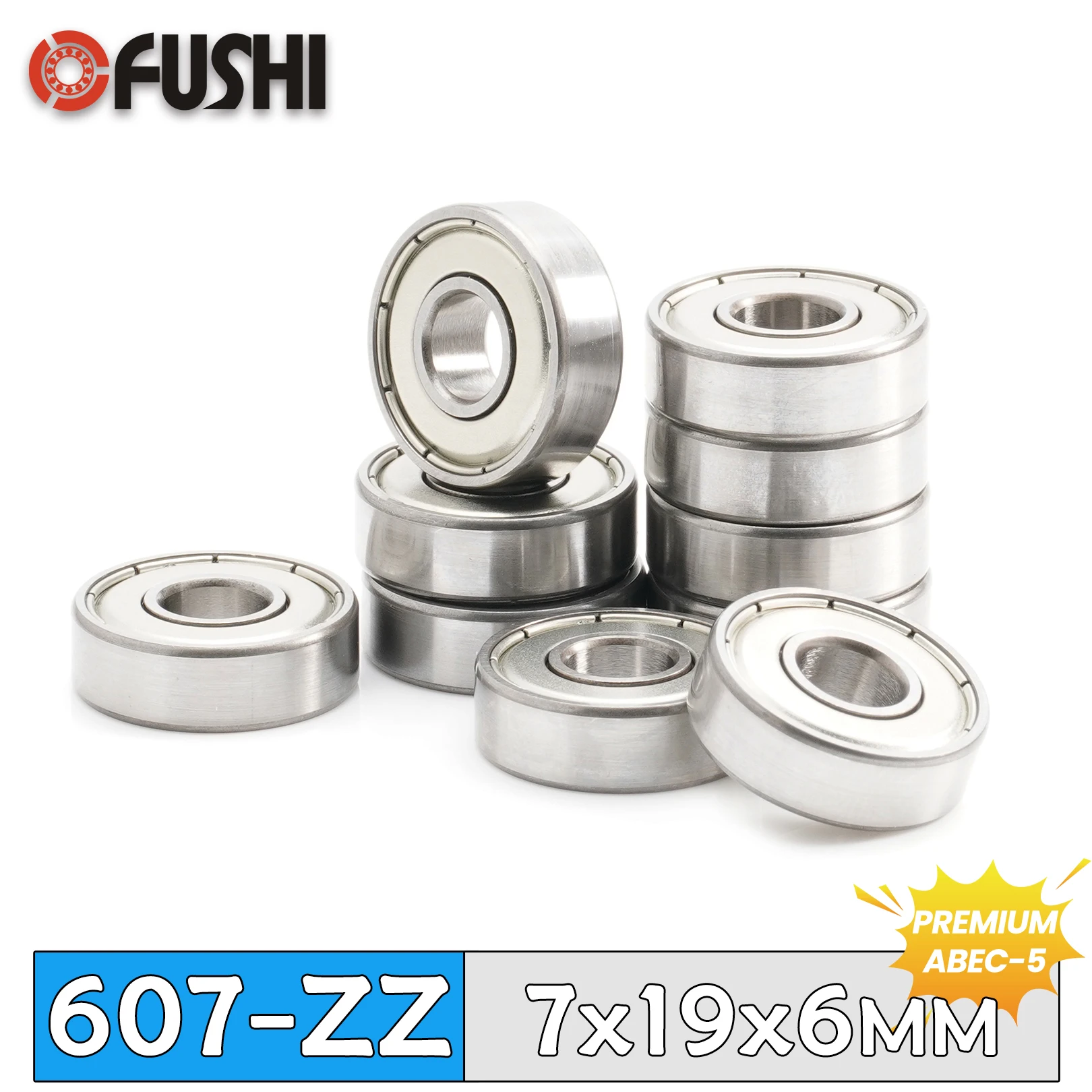 607ZZ-Bearing-ABEC-5-10PCS-7x19x6-MM-Miniature-607-ZZ-Deep-Groove ...