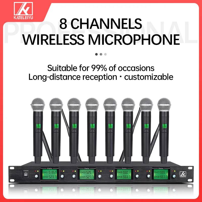 KATELEIYU UHF high-quality eight-channel handheld professional wireless ...