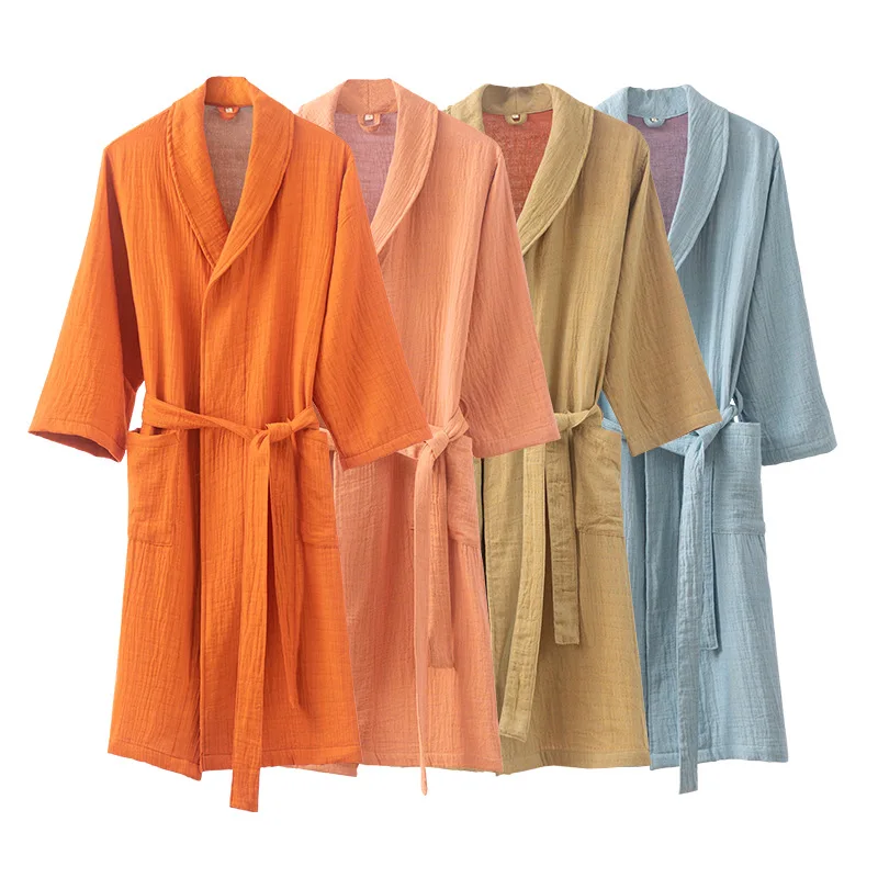 2024 Spring Summer 100% Cotton 2-layer Gauze Bathrobehome Wear ...