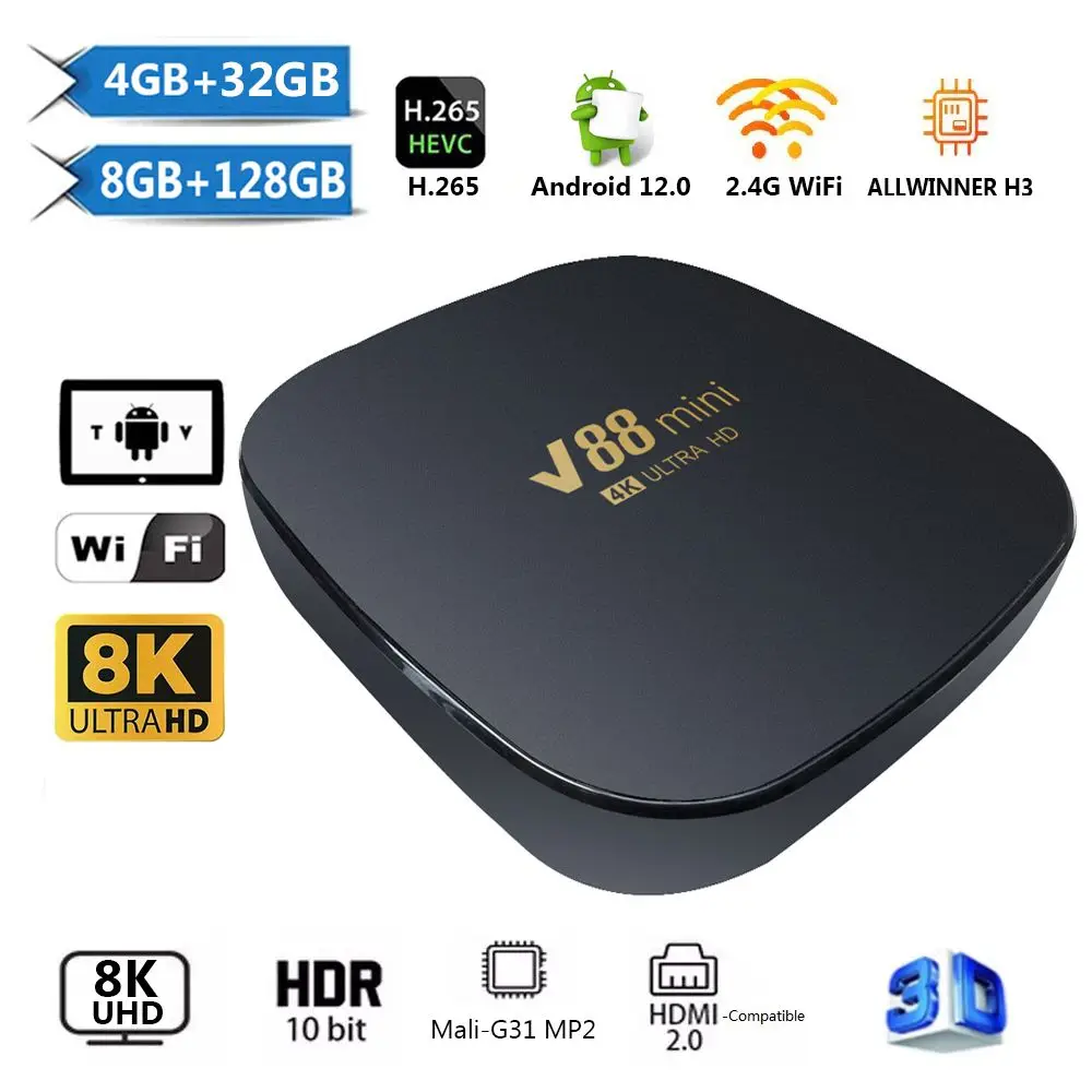 Dispositivo-de-TV-inteligente-V88-Mini-decodificador-con-WIFI-2-4G-8GB ...