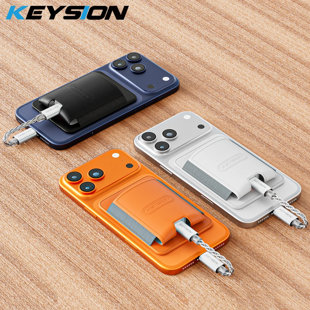 KEYSION Magnet Card Holder Elastic Leather Case for Magsafe for iPhone ...
