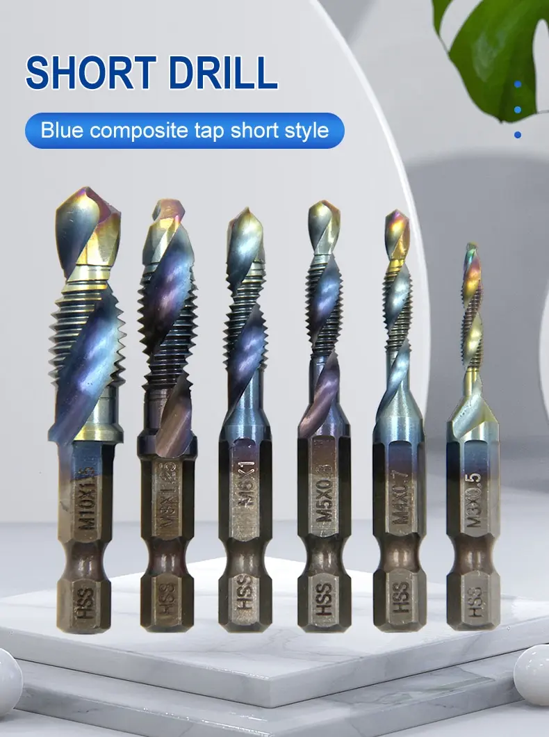 Perceuse À Taraud M3 M4 M5 M6 M8 M10, Tige Hexagonale Plaquée Titane, Vis Hss, Outils Manuels ...