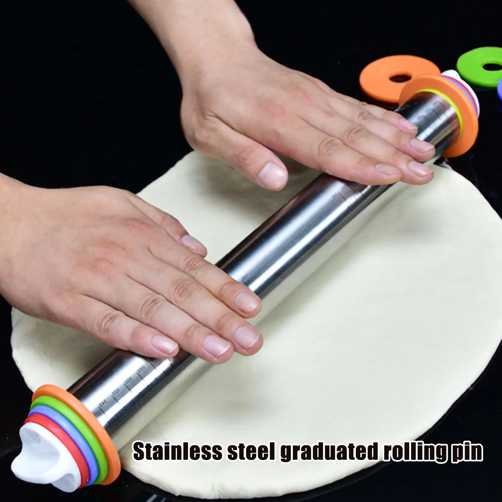 Household-Stainless-Steel-Rolling-Pin-Kitchen-Baking-Tool-with-Scale ...