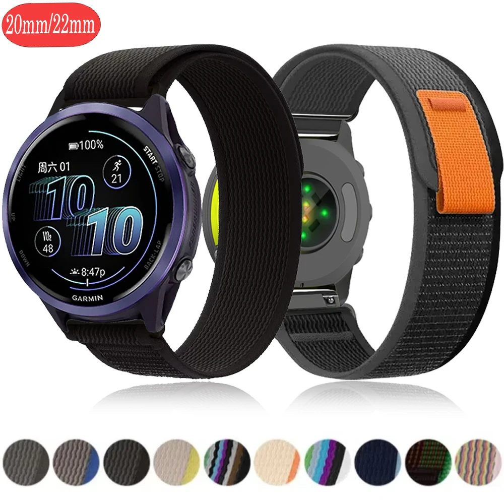 20mm 22mm Nylon Loop Strap for Garmin Forerunner 970 965 955 570 745 ...