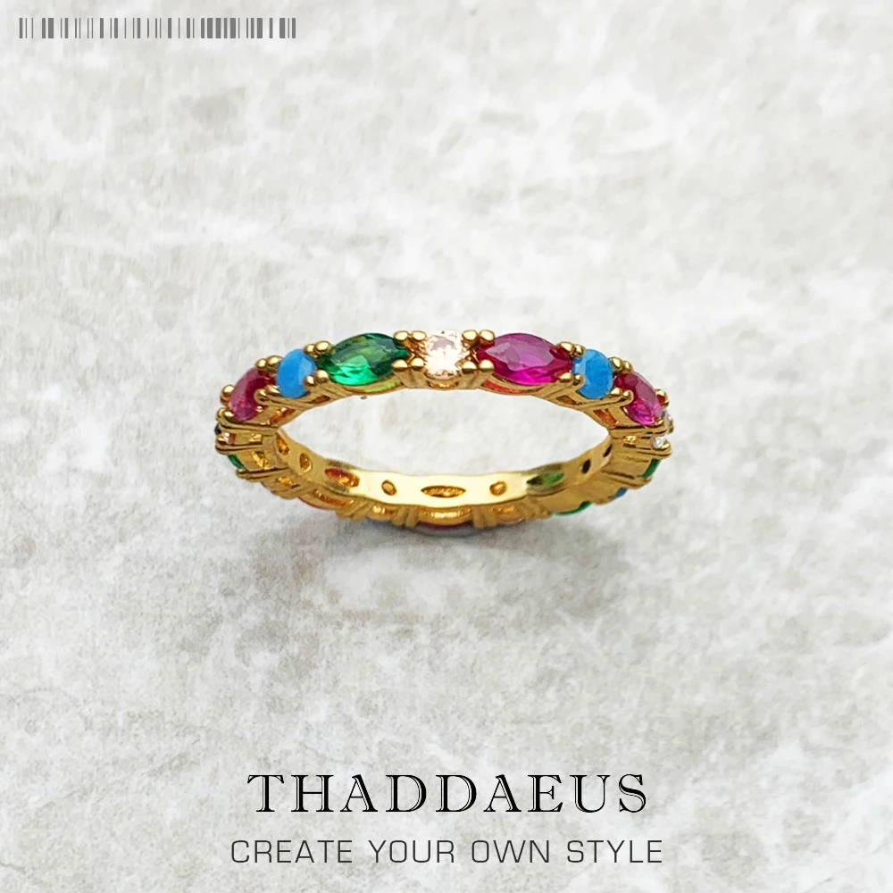 Gold Color Colorful Stones Ring,europe Style Bridal Sets Glam Fashion ...