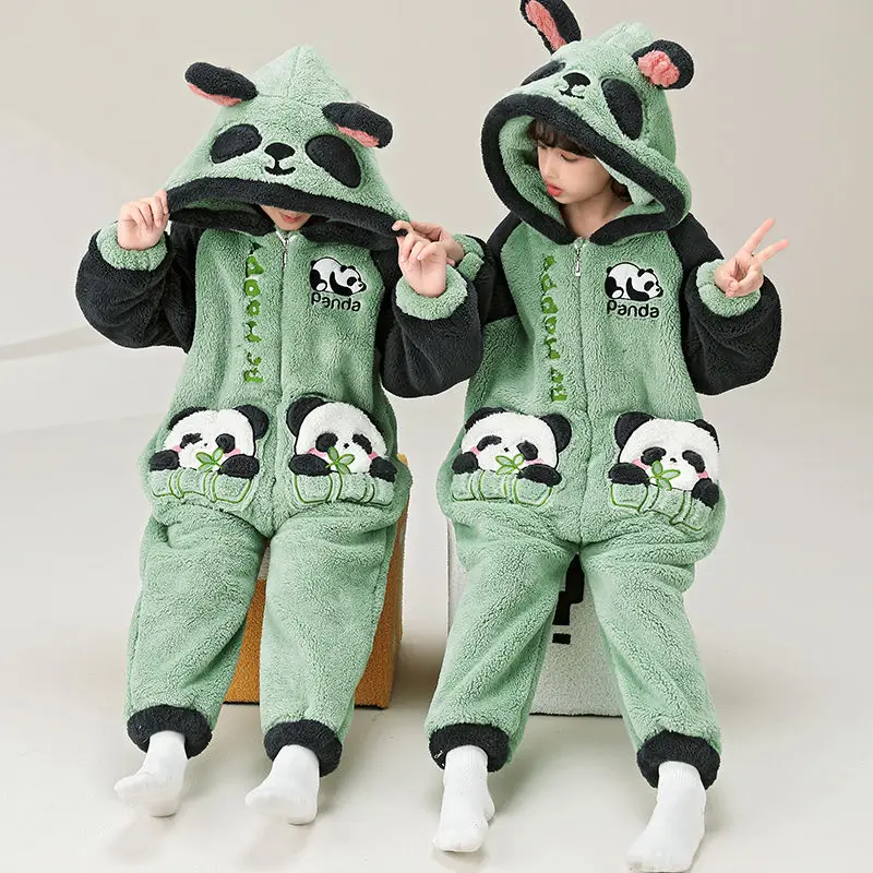 Kigurumi Panda Pajamas Kids Girl Sleepwear Onesie Animal Cartoon ...