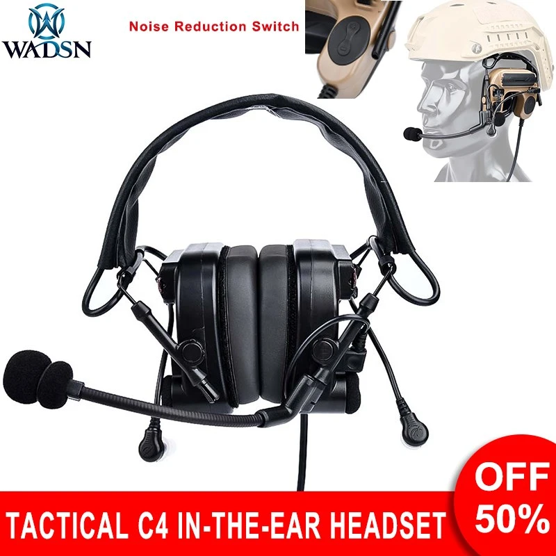 WADSN Airsoft หูฟัง Comtac IV In Ear การตัดเสียงรบกวนการบิน Headset ...