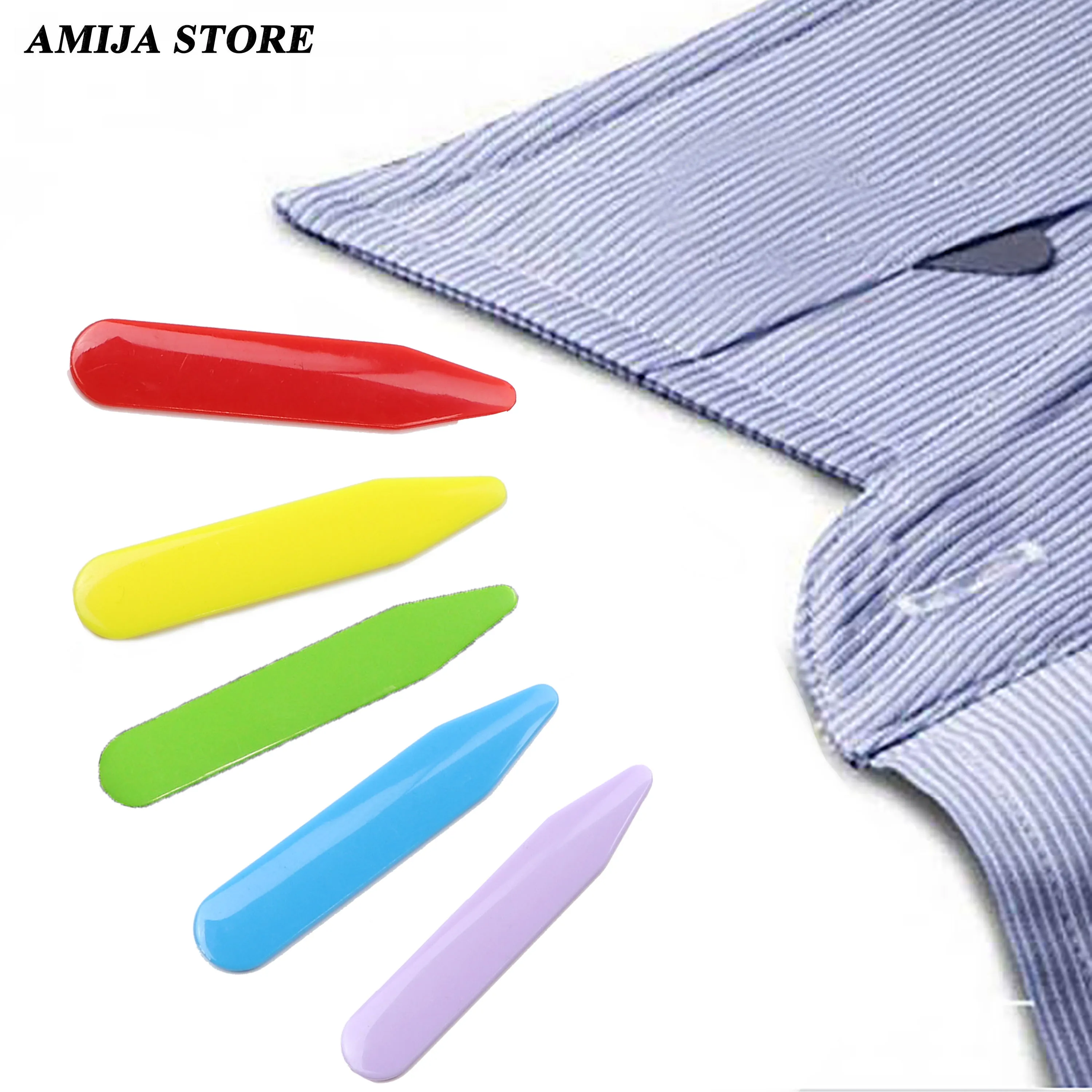 2Pcs Colorful Plastic Collar Stays Bone Transparent Red Blue For ...