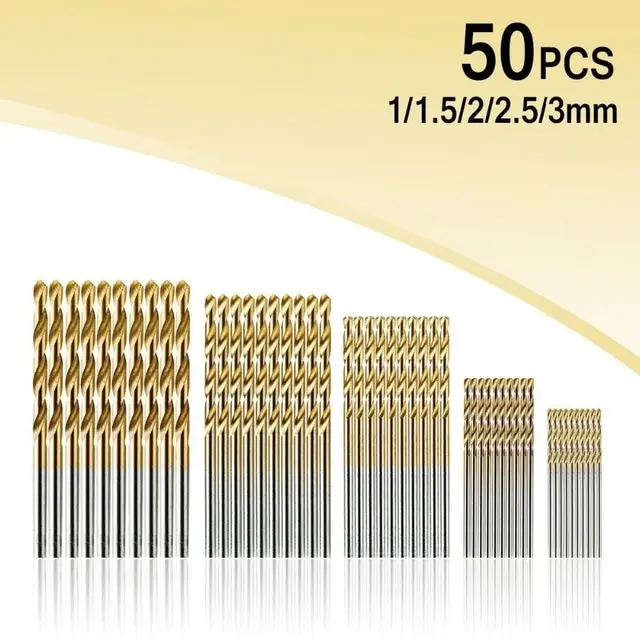 50PCS Titanium Coated Drill Bits HSS High Speed Steel Drill Bits Set ...