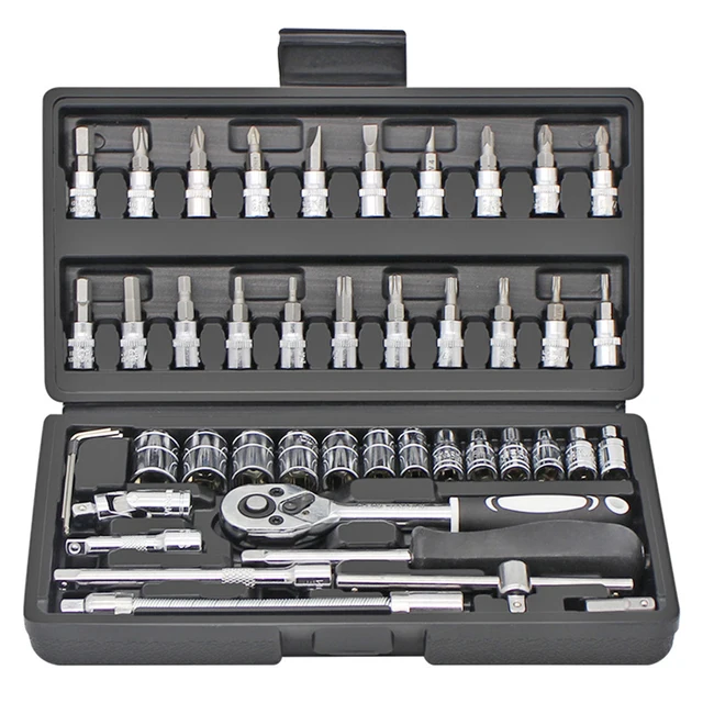 46pcs Socket Set Car Repair Tool Ratchet Spanner Wrench Set Pawl Socket Spanner Screwdriver ...