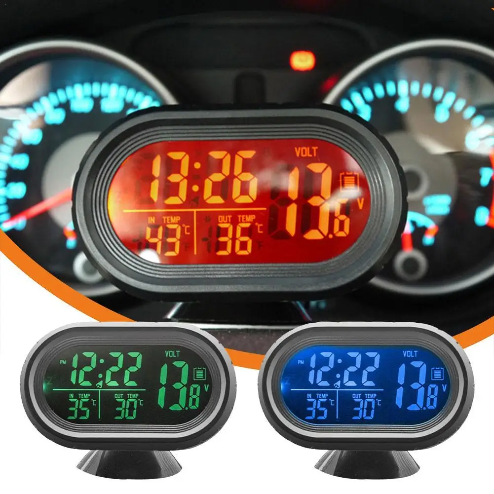 NEW-High-Quality-Interior-Accessories-3-In-1-Car-Voltmeter-Thermometer ...