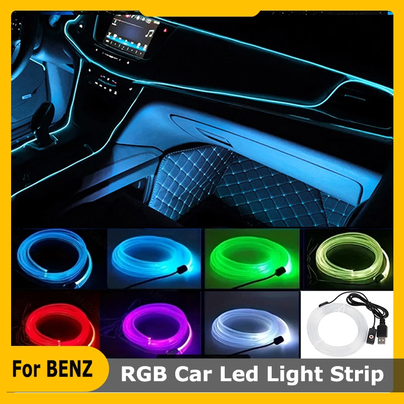 3/5M RGB Car Interior Decorative Light LED Ambient Lamp For Mercedes ...