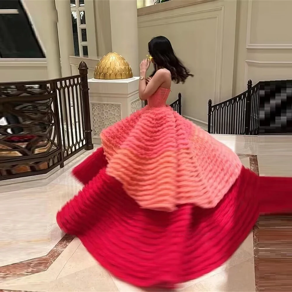Gorgeous-Gradient-Candy-Color-Ball-Dress-Sleeveless-Pleated-Fluffy ...