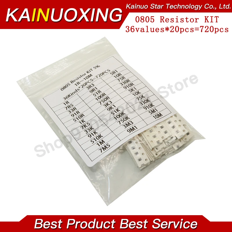 36Value * 20pcs =720pcs 1/4W 0.25W 5% 1 ohm~10 Mohm component diy Kit ...