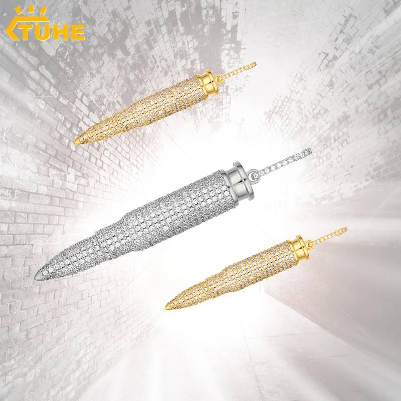 Personality-Design-AK-Bullet-Pendant-Necklace-Full-Iced-Out-Cubic ...