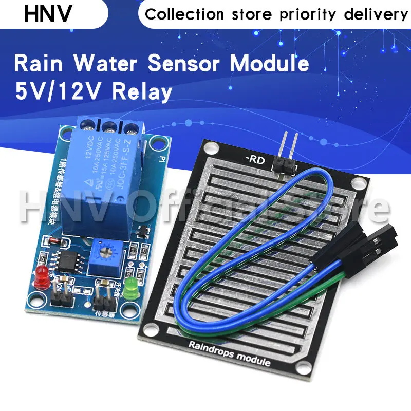 Módulo de sensor de água de chuva + dc 5v 12 relé módulo de controle de chuva sensor de água ...