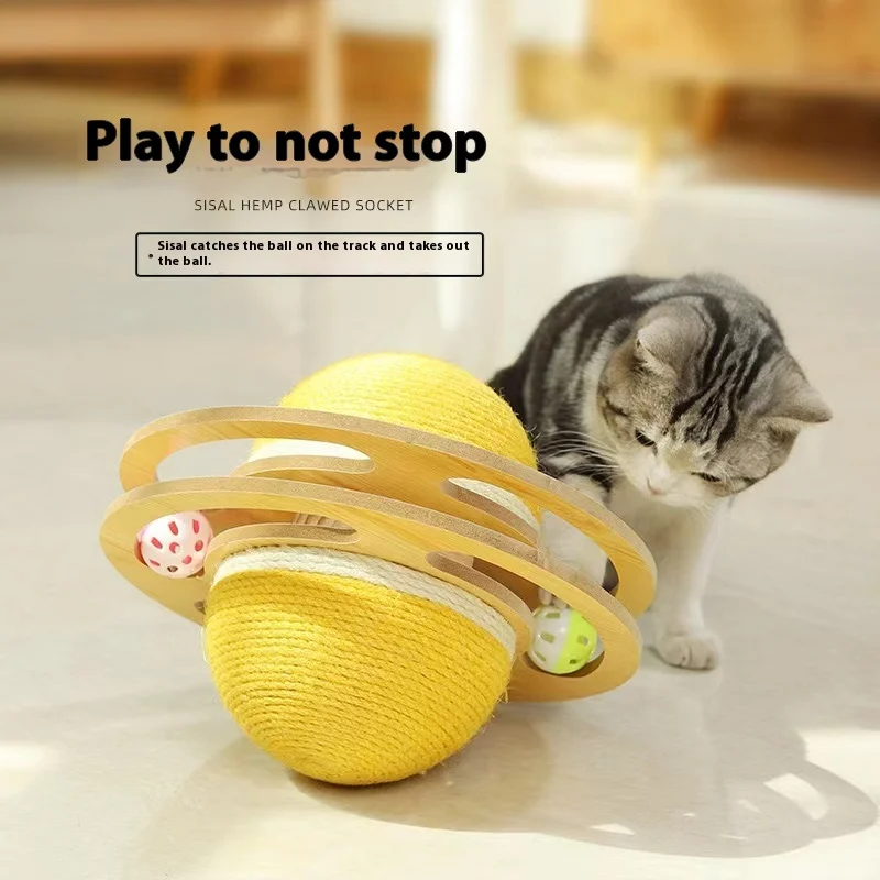 Cat-digging-fun-toys-sisal-turntable-track-play-disc-spherical-tumbler ...