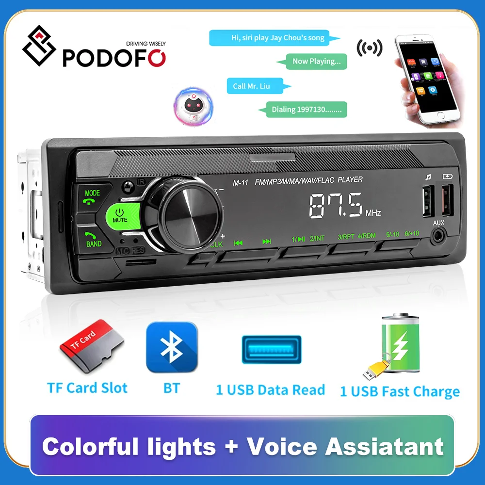 Podofo-1-din-Car-Radio-Stereo-FM-Aux-Input-Receiver-SD-USB-1Din-12V-Car ...