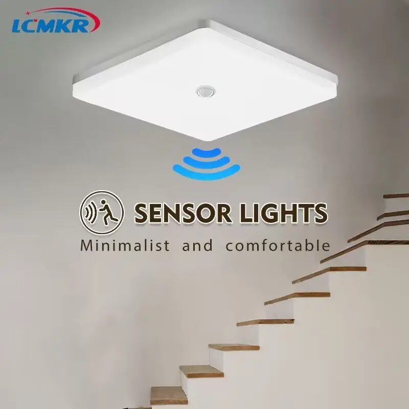 Square-Motion-Sensor-LED-Ceiling-Panel-Lights-for-Kitchen-Corridor ...