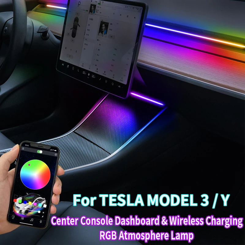 Interior-do-carro-RGB-Neon-Light-LED-Strip-Painel-Console-Center ...