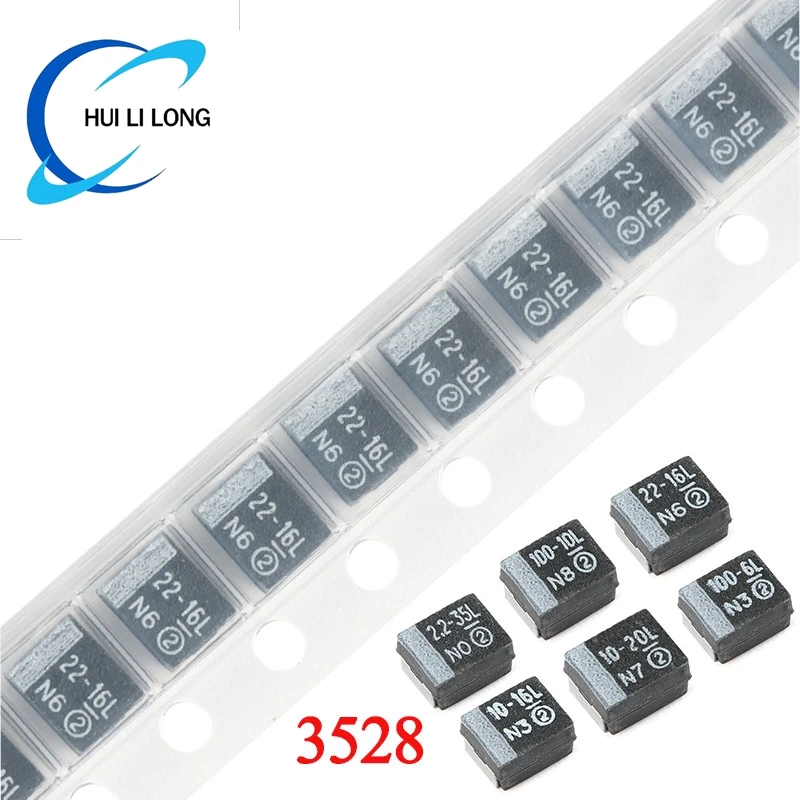 10pcs/lot 3528 SMD Tantalum Capacitor 2.2uF 225 35V 10uF 106 16V 20V ...