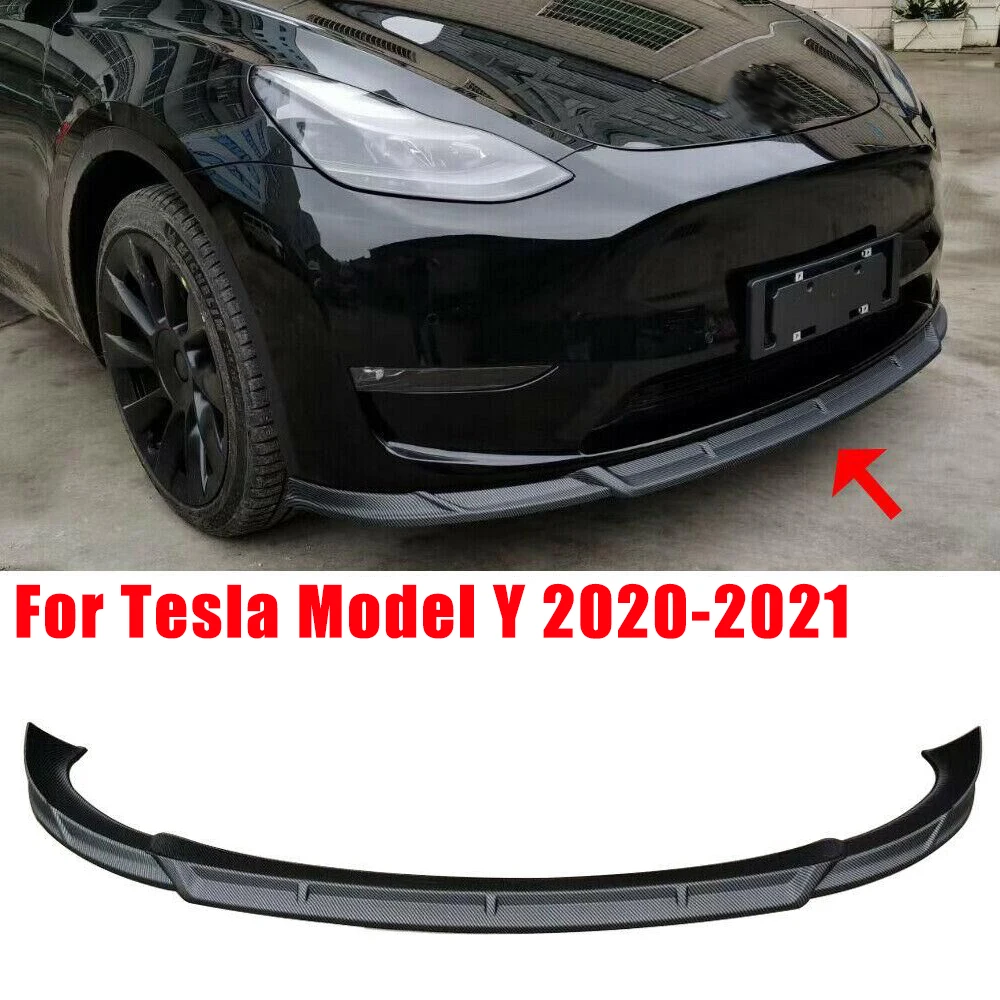 For Tesla Model Y 2020-2021 Front Bumper Lip Spoiler New Carbon Black ...