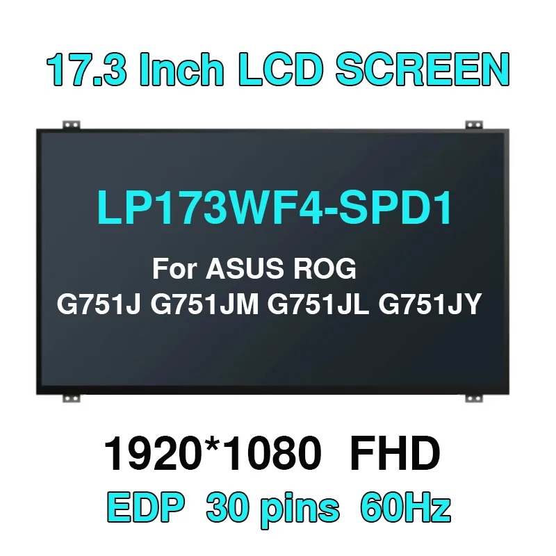 17.3 Laptop LCD Screen LP173WF4-SPD1 LP173WF4 (SP)(D1) For ASUS ROG ...