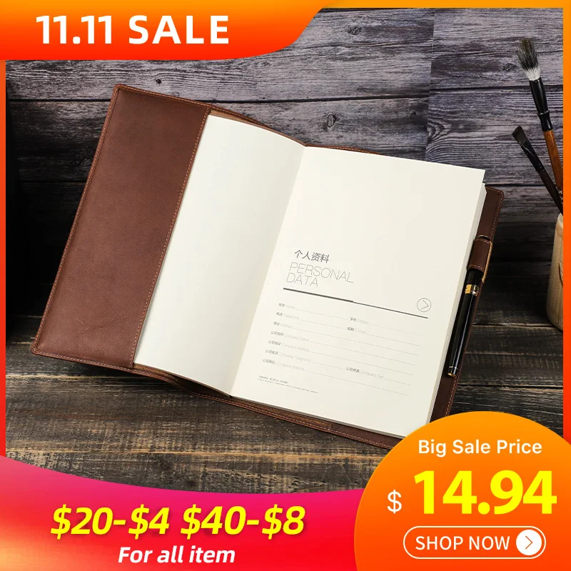 Retro-Genuine-Leather-Book-Cover-Sleeve-Protector-with-Pen-Holder ...