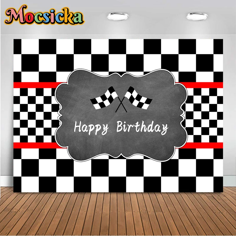 Racing Birthday Backdrop Race Car Happy Birthday Red Race Car Boy ...