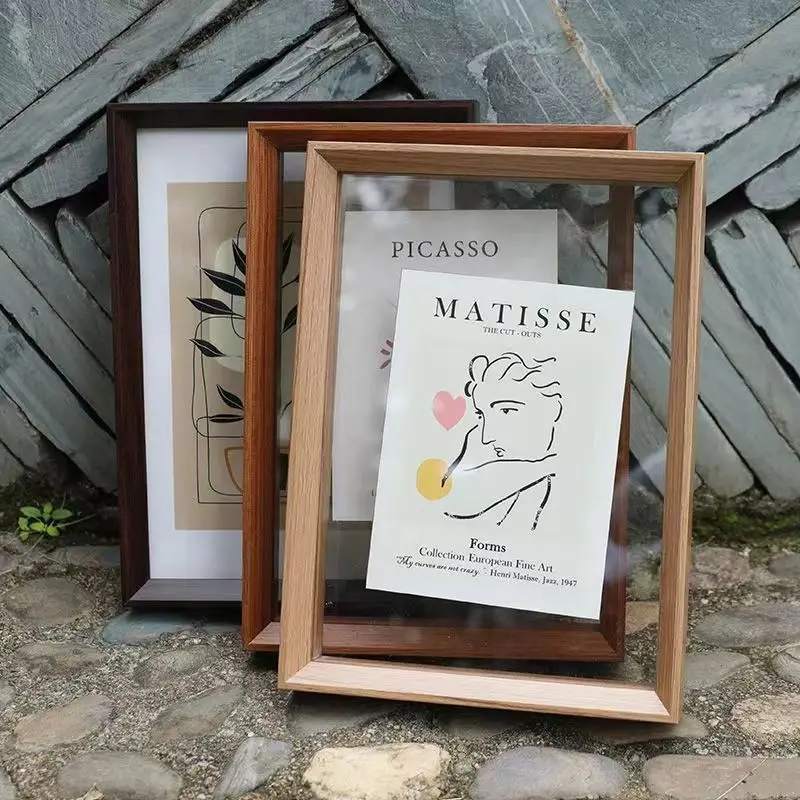 Floating-Picture-Frame-Wall-Hanging-Desktop-Solid-Wood-Photo-Frame ...