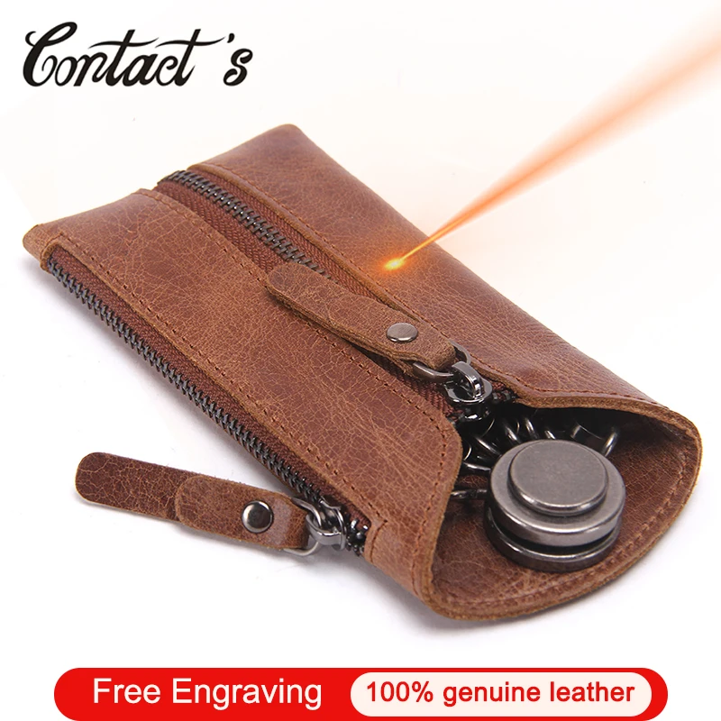 Vintage-Genuine-Leather-Men-Key-Wallet-For-Car-Keychain-Covers-Zipper ...