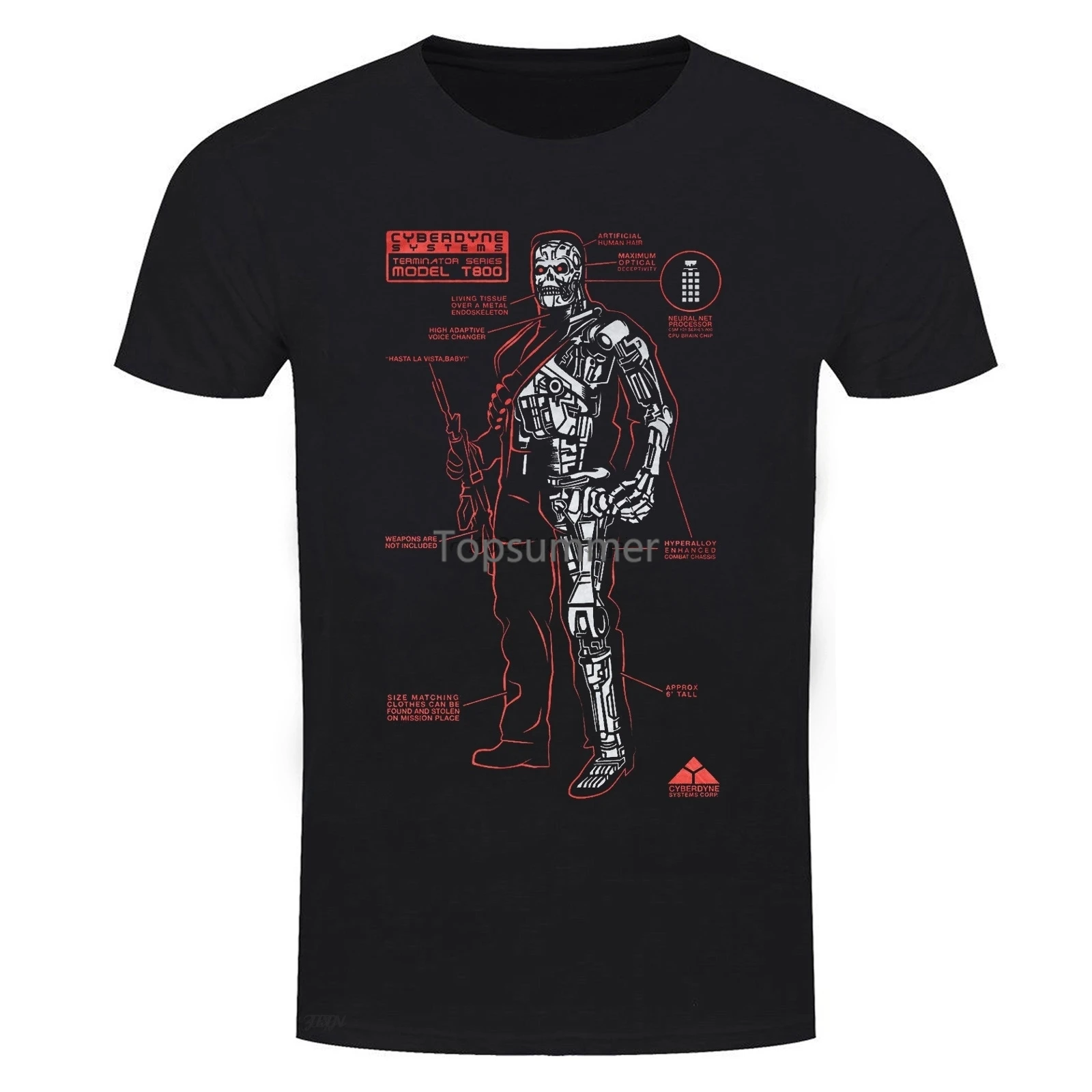 Terminator-T800-Mens-T-Shirt-Graphic-Tee-Cotton-Shirts-Casual ...