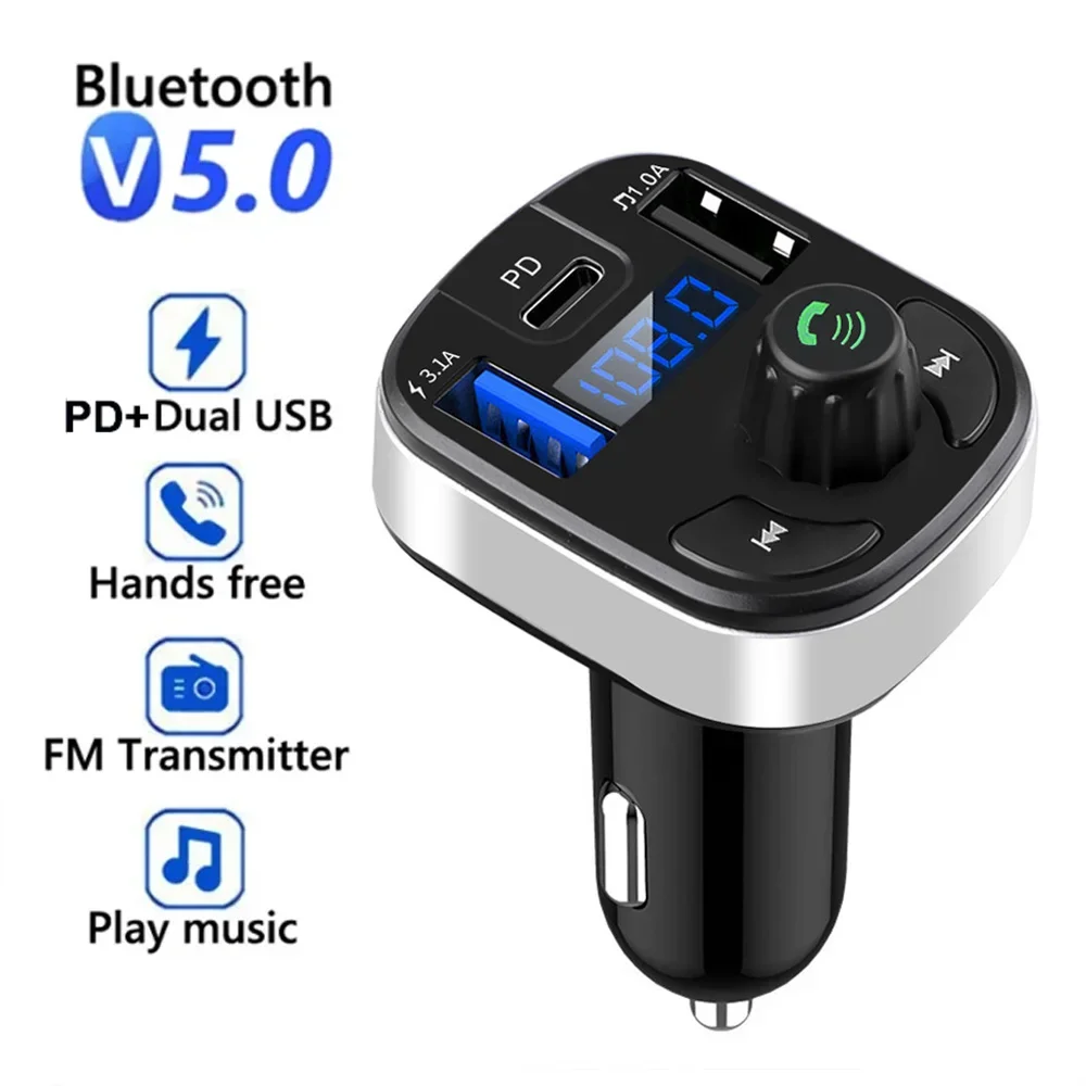 Voiture Bluetooth 5.0 transmetteur FM double USB PD Type C Charge ...