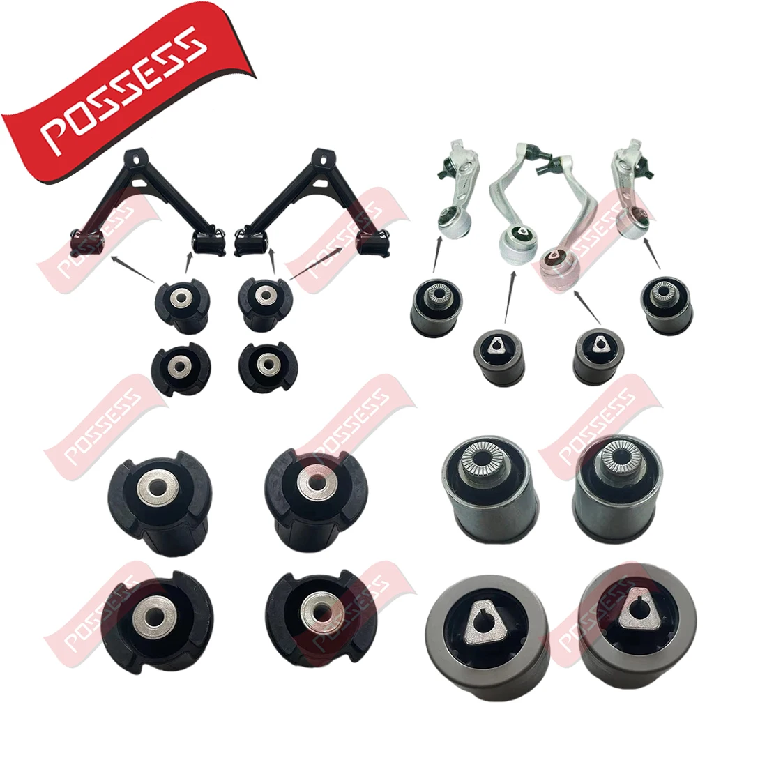 Front Upper And Lower Suspension Control Arm Rubber Bushing Kits For ...