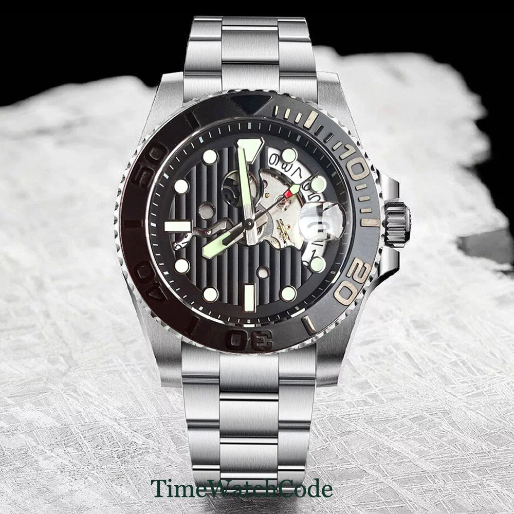 Tandorio-Diver-Automatic-Watch-for-Men-40mm-Skeleton-Dial-Hollow-Face ...