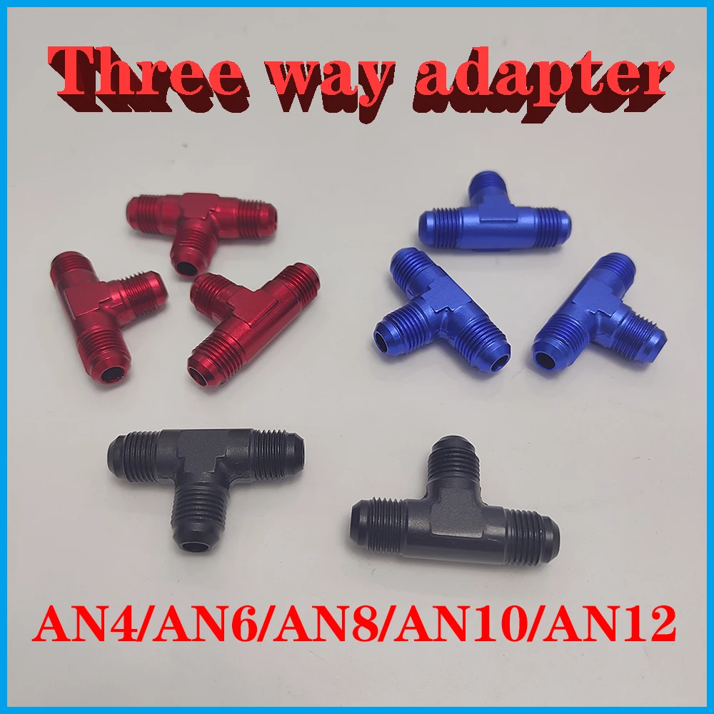 Blue-Black-Red-Aluminum-Junction-Coupler-Hose-Adapter-Hose-Tee-T-piece ...
