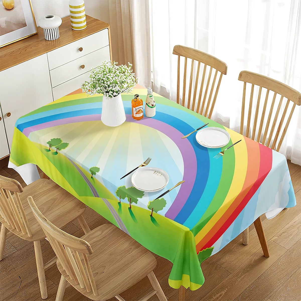 Rainbow-Tablecloth-Birthday-Table-Cloth-Girls-Rainbow-Table-Cover ...