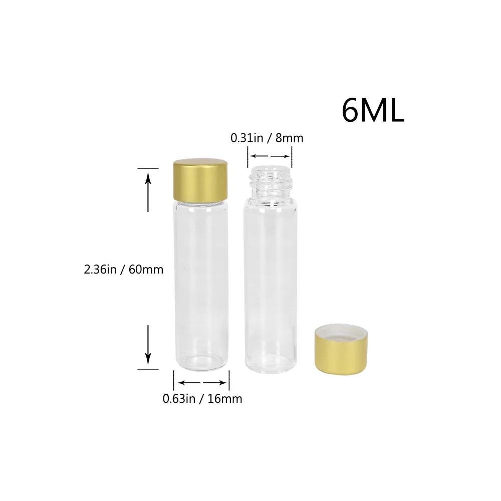 6ml-16x60mm-Mini-Glass-Bottles-With-Screw-Cap-Matte-Gold-Plastic-Cover ...
