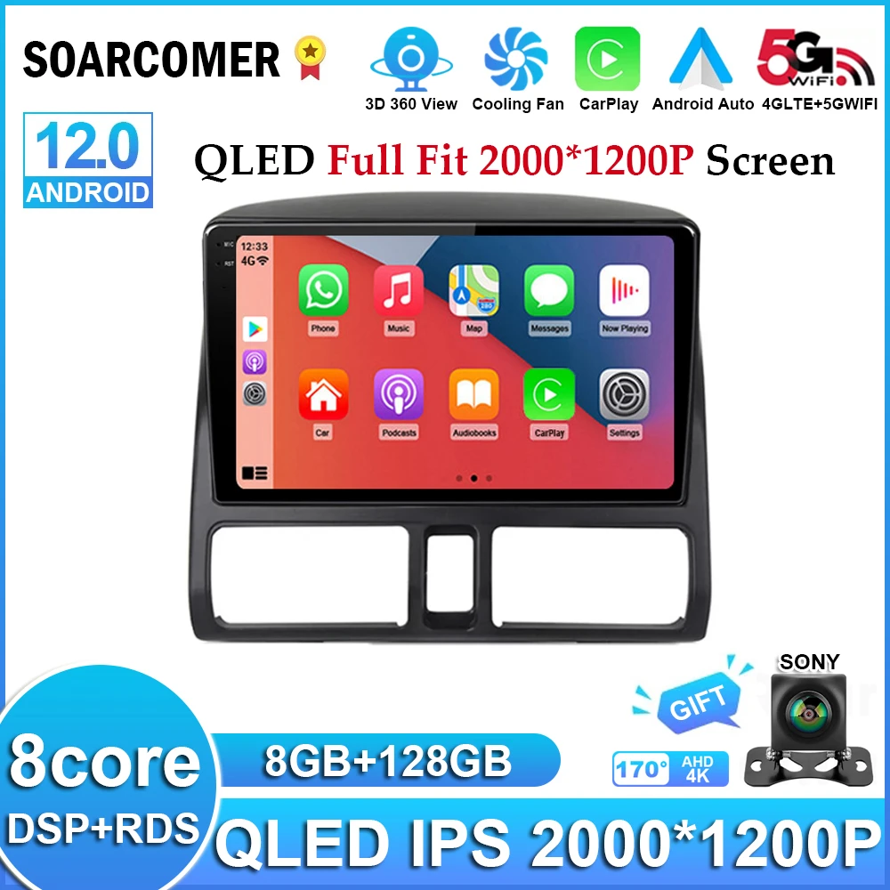 Android 12 DSP 4G For Honda CR V CRV 2001 2002 2003 2004 2005 2006 GPS ...