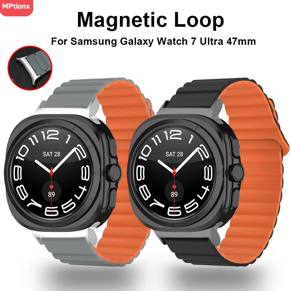No-Gaps-Silicone-Band-for-Samsung-Galaxy-Watch-7-Ultra-47mm-Magnetic ...