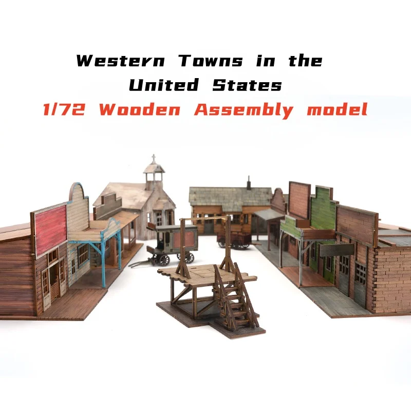 1/72 Scale Western Town Wooden Model Kit DIY Assembly for Display and ...