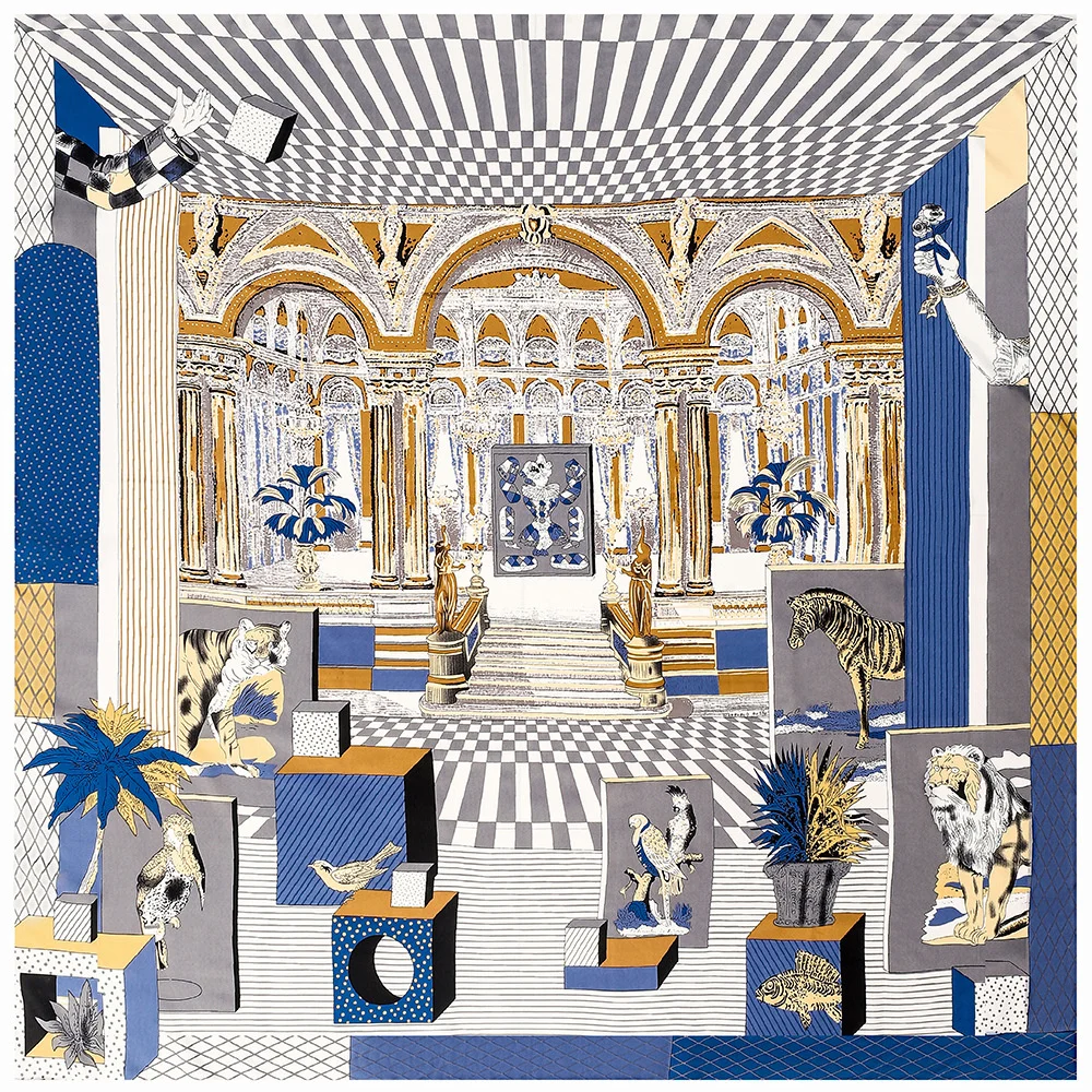 POBING-Silk-Scarf-Women-Large-Shawls-Coliseum-Print-Square-Bandana ...