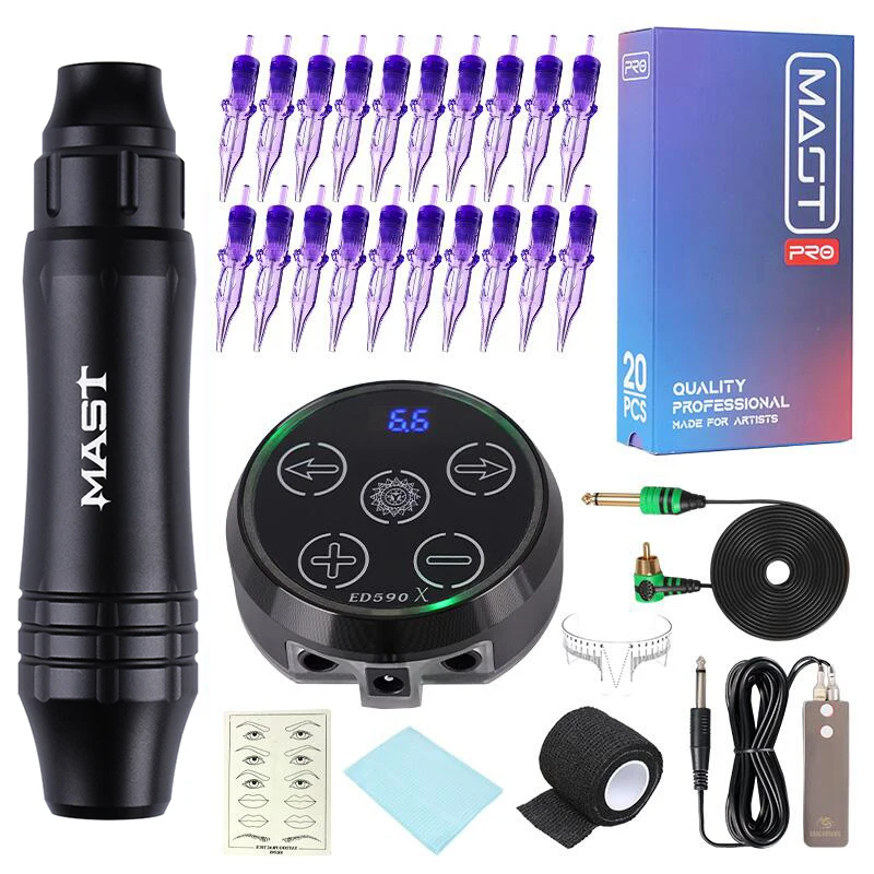 Mast P10 Ultra Tattoo PMU RCA Rotary Machine Pen Permanent Makeup Kit ...