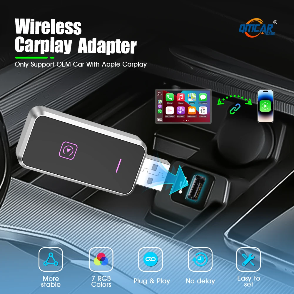 Wireless-Carplay-Adapter-LED-Ambient-Light-USB-Car-Play-For-Havel-Buick ...