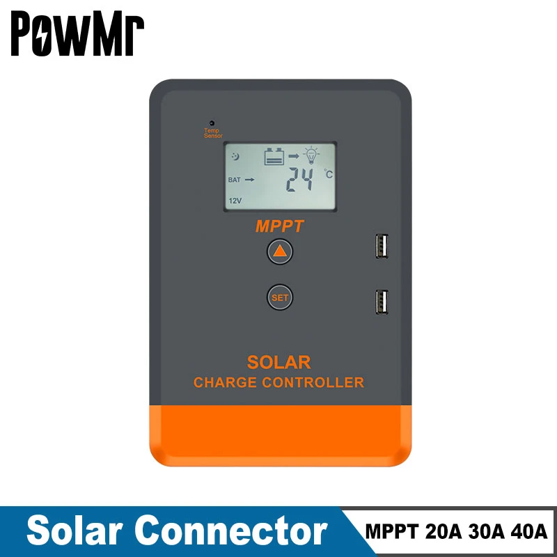 Powmr Mppt Solar Charger Controller 40a 30a 20a12v 24v Solar Panel ...