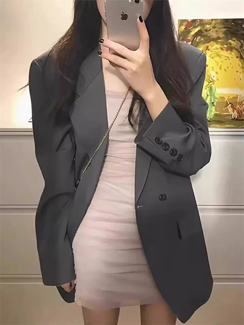 High-End-Gray-Suit-Jacket-for-Women-in-Spring-Autumn-2024-New-Loose ...