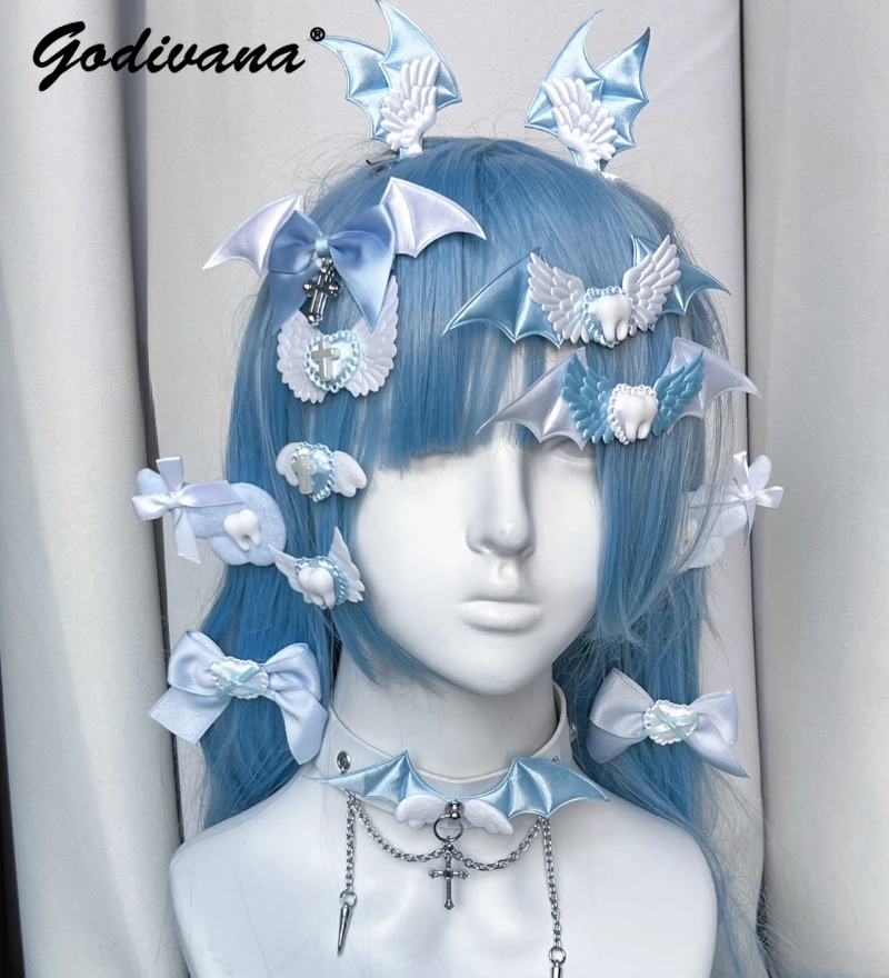 Handmade-Water-Color-Cute-Hairpin-Girl-Women-s-Japanese-Angel-Bat-Wings ...