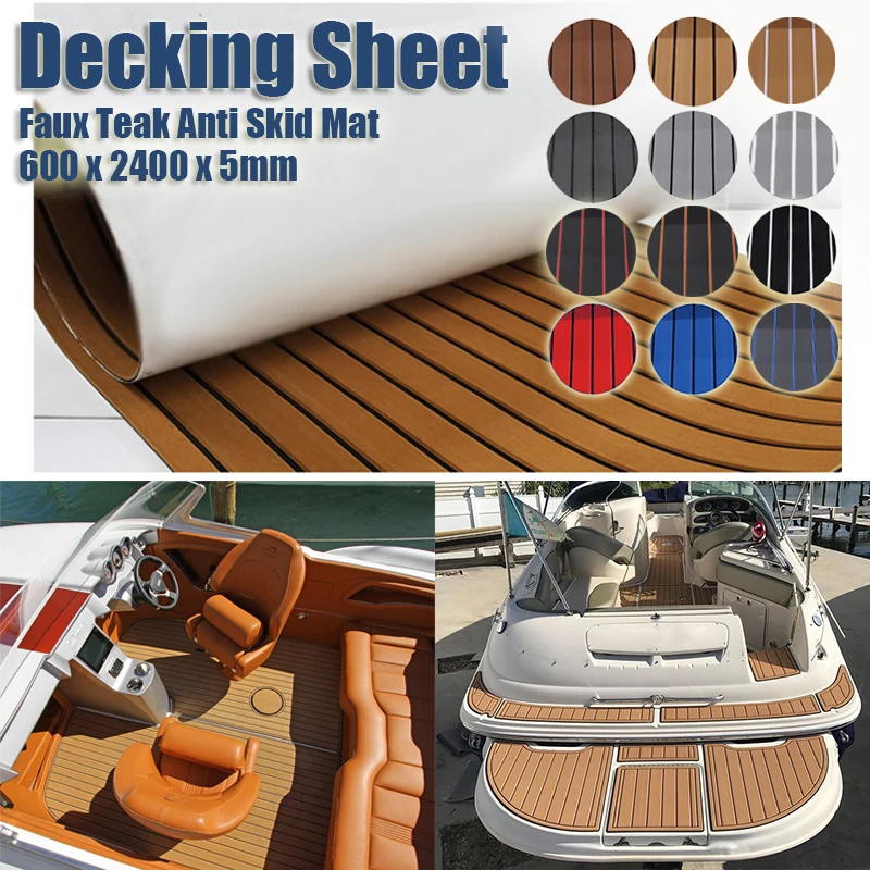 600X2400X5Mm Eva Foam Faux Teak Boot Dek Mat Bruin Decking Sheet Jacht ...